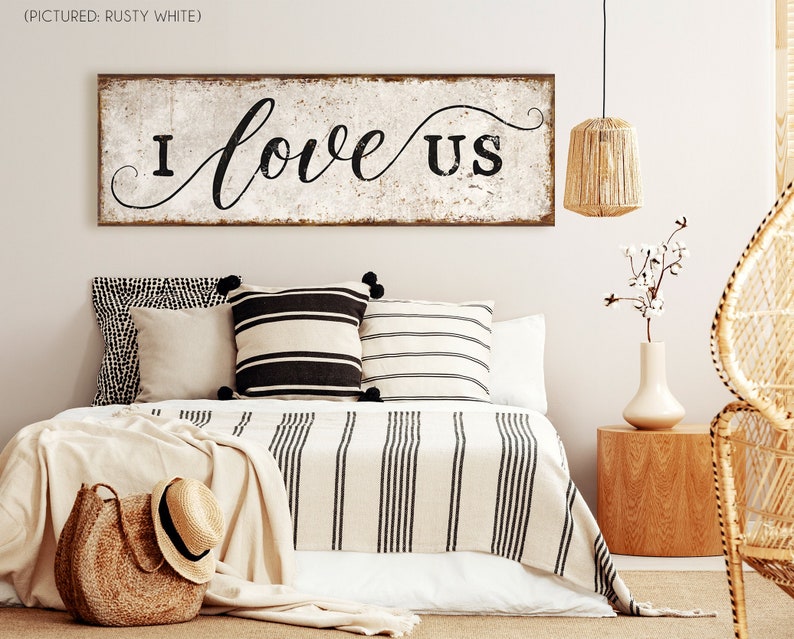 I Love Us Sign Over Bed Sign for Master Bedroom Farmhouse Wall Art ...