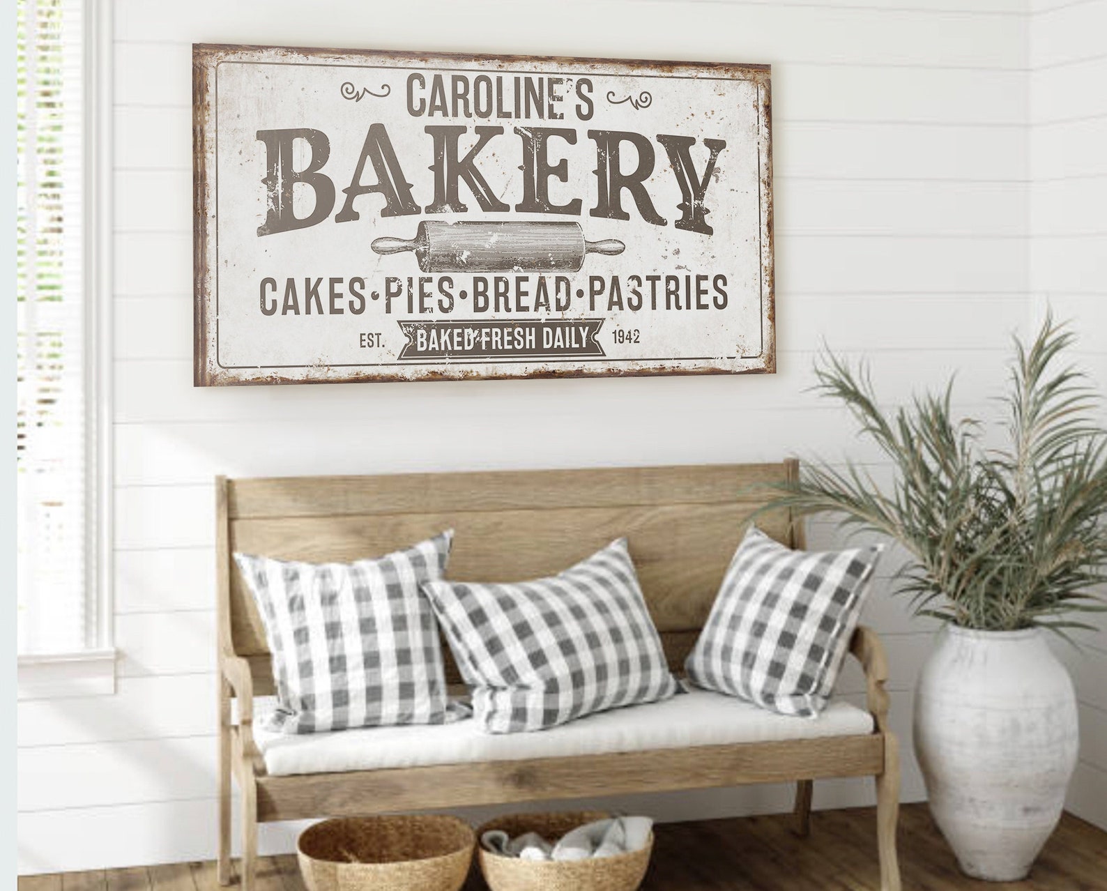 Custom Bakery Sign for Kitchen Decor Vintage Farmhouse Pantry Wall Art ...