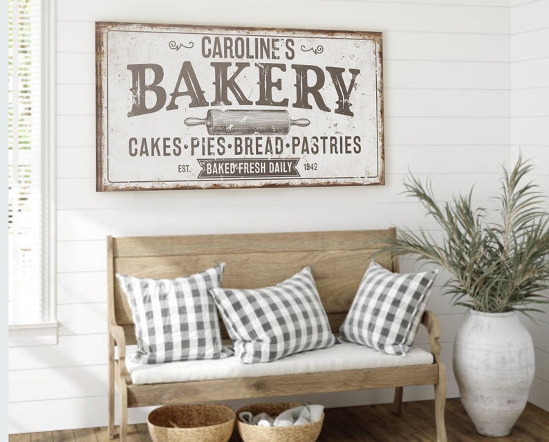 Custom Bakery Sign for Kitchen Decor Vintage Farmhouse Pantry - Etsy