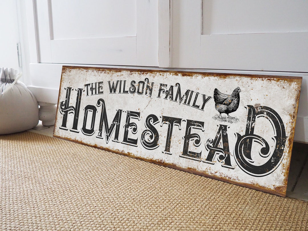 Custom Homestead Sign Personalized Farmhouse Signs Rustic Antique Decor ...