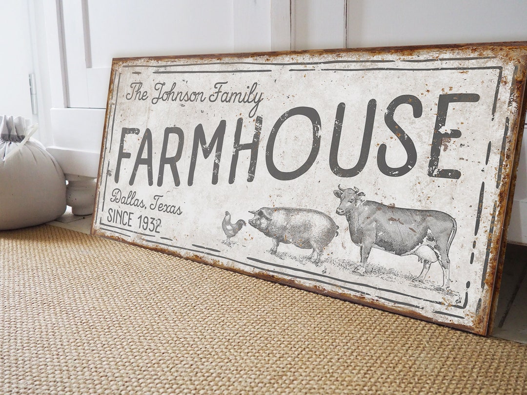 Personalized Farmhouse Sign: Rustic Home Decor, Custom Name, Metal or ...