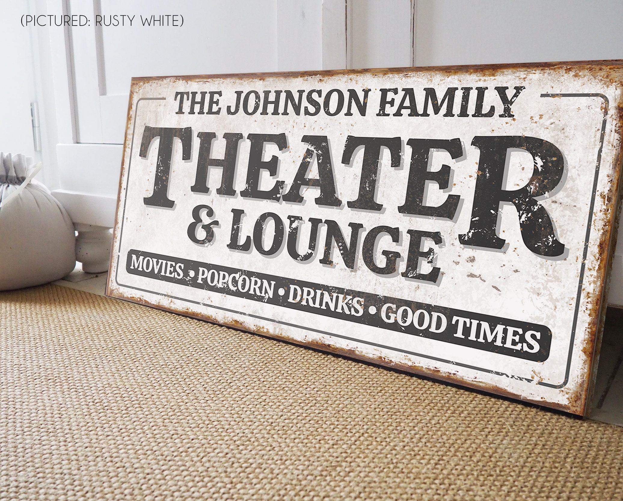 Custom Movie Room Sign Personalized Family Name Basement Wall - Etsy