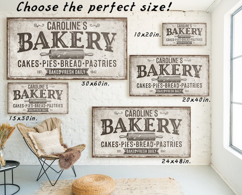 Custom Bakery Sign for Kitchen Decor Vintage Farmhouse Pantry - Etsy