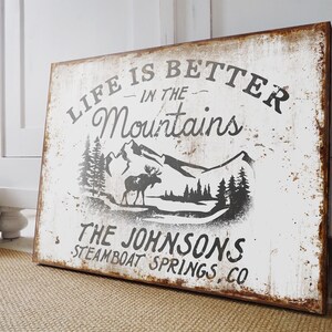 Custom Mountain Cabin Sign Life is Better in the Mountains Rustic Home ...