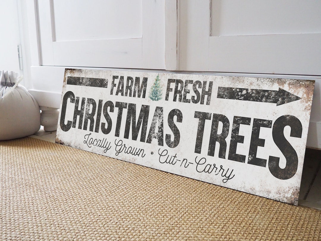 Rustic Farm Fresh Christmas Trees Sign: Cottagecore Holiday Decor - Etsy