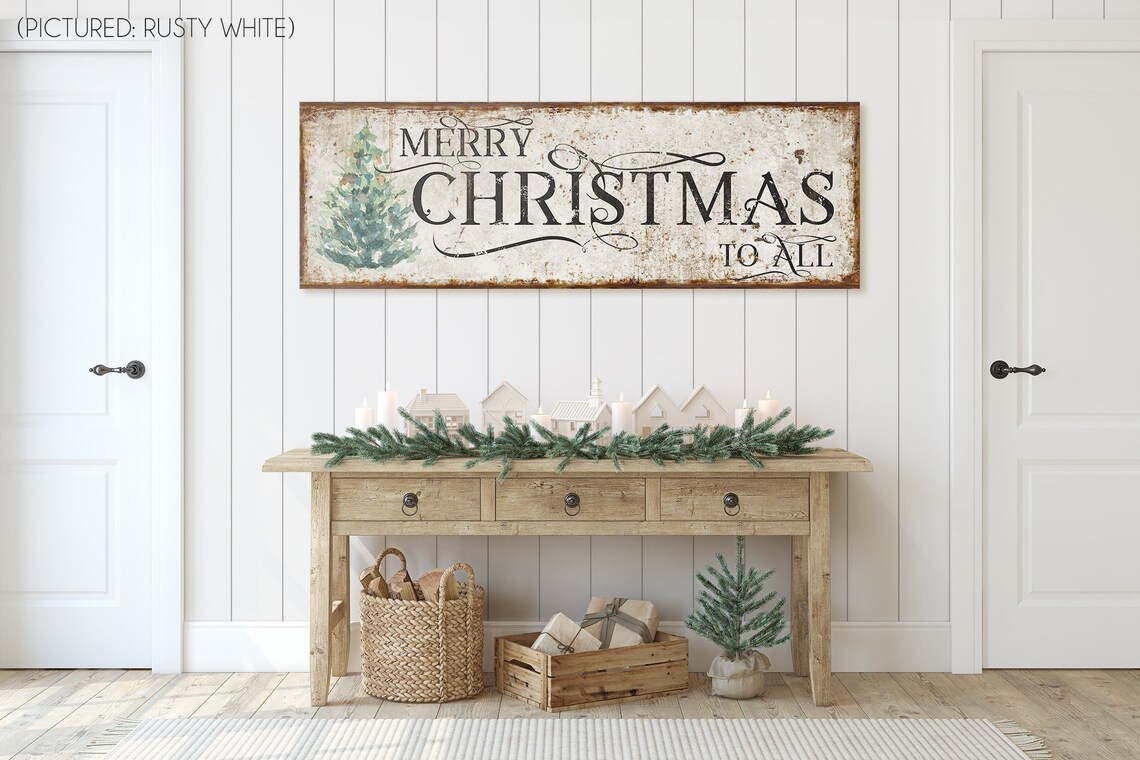 Rustic Merry Christmas Sign: Farmhouse Cottagecore Holiday Decor - Etsy