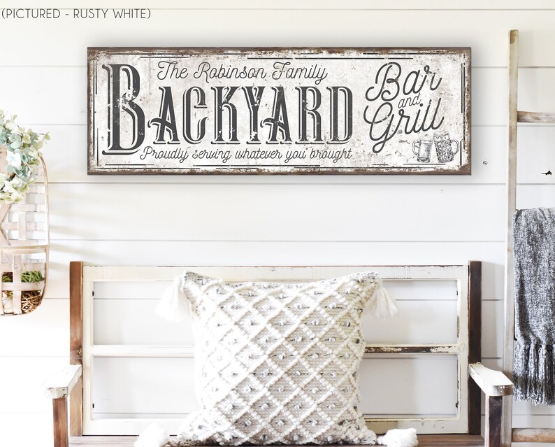 Personalized Backyard Bar and Grill Sign for Back Deck - Etsy