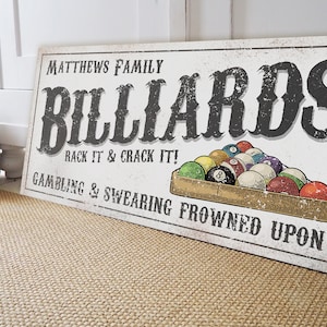 Pool Room Sign Custom Basement Bar Sign Billiards Wall Art Accessories ...