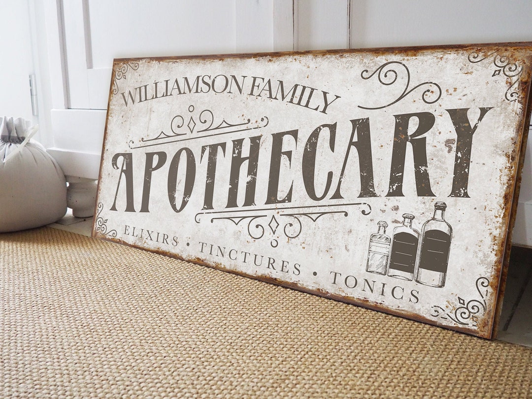 Personalized Apothecary Sign Pantry Signs Vintage Pharmacy Kitchen ...