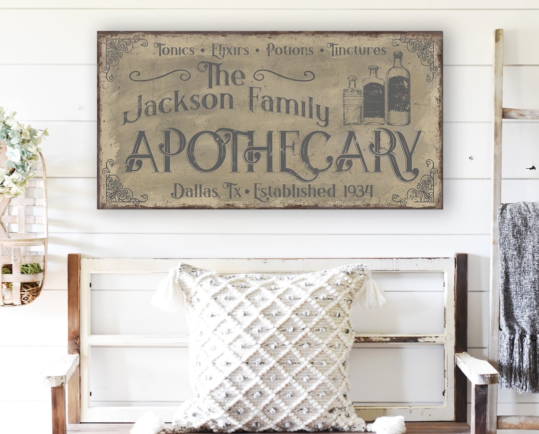 Personalized Apothecary Sign: Rustic Farmhouse Medicine Cabinet Decor ...