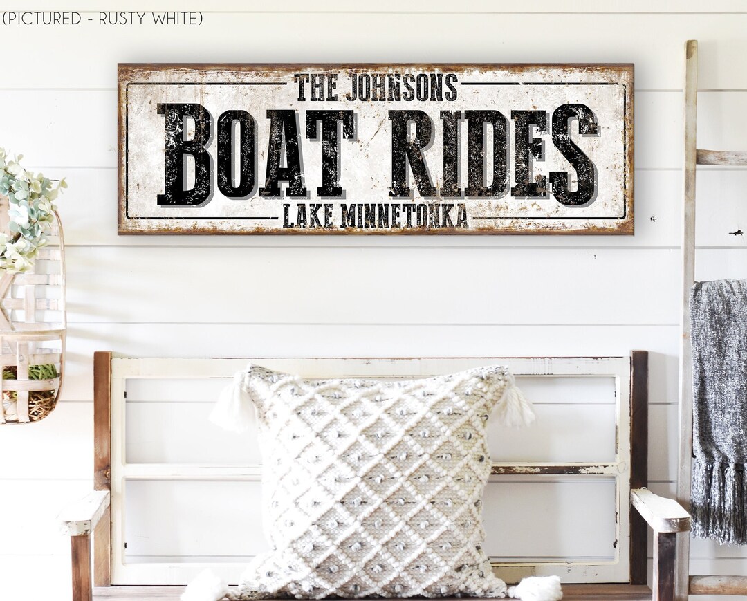 Custom Boat Rides Sign: Personalized Lake House Rustic Decor - Etsy
