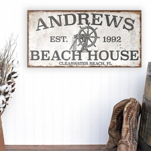 Custom Beach House Sign Personalized Beach Decor Rustic Coastal Decor ...