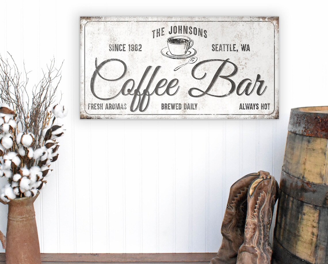 Personalized Coffee Bar Sign Custom Coffee Station Sign - Etsy