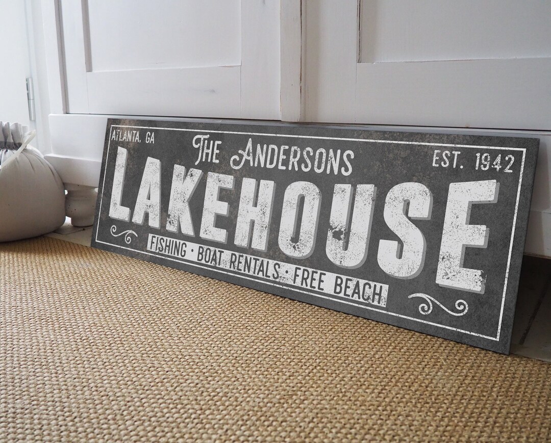 Custom Lake House Sign for Front Porch Lake Cabin Decor Rustic Lake ...