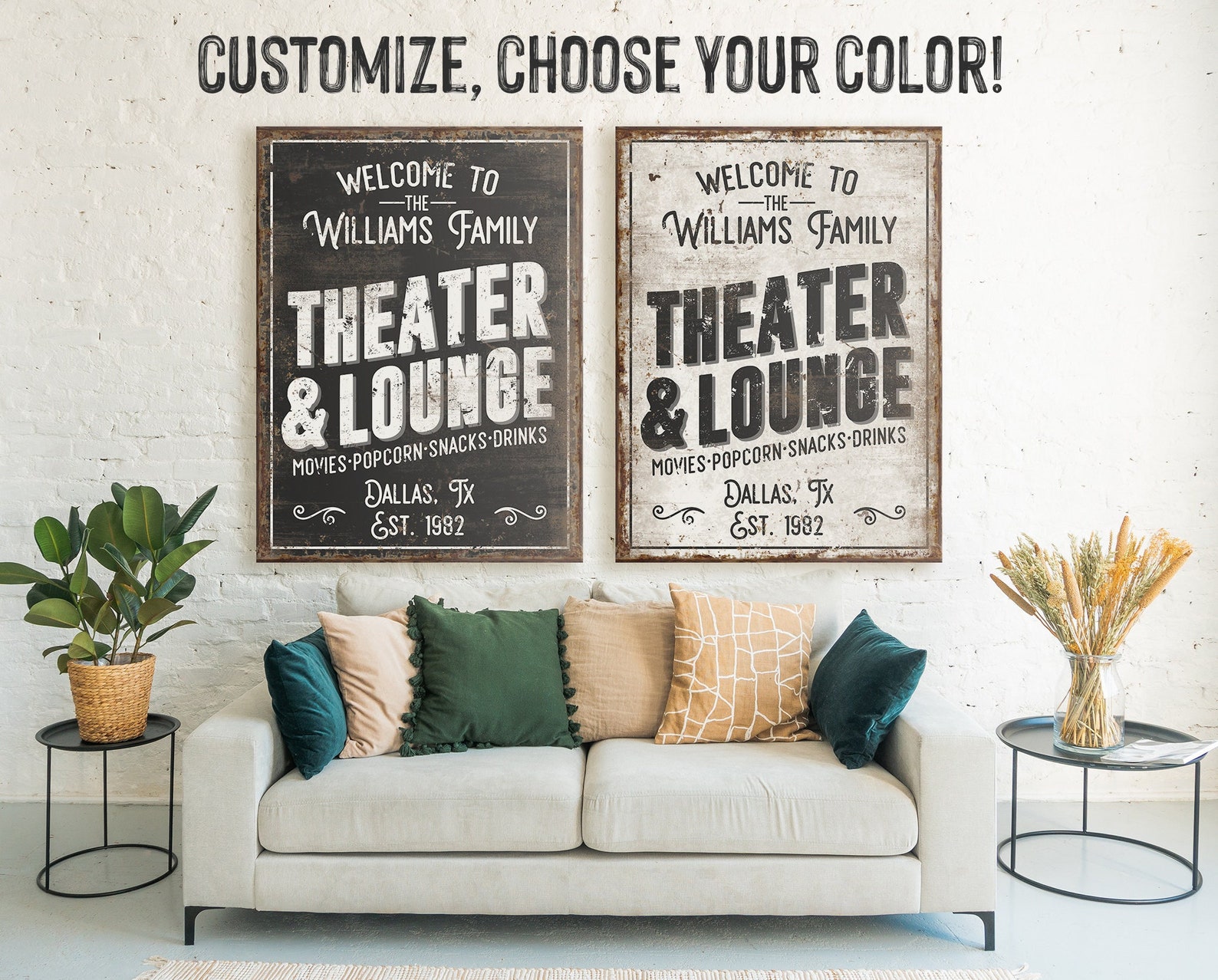 Custom Basement Wall Decor Personalized Movie Theater Sign for Man Cave ...