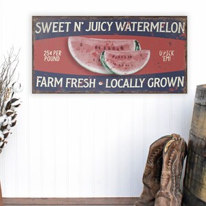 Vintage Watermelon Sign Mid-century Modern Decor Retro Farmhouse Wall ...