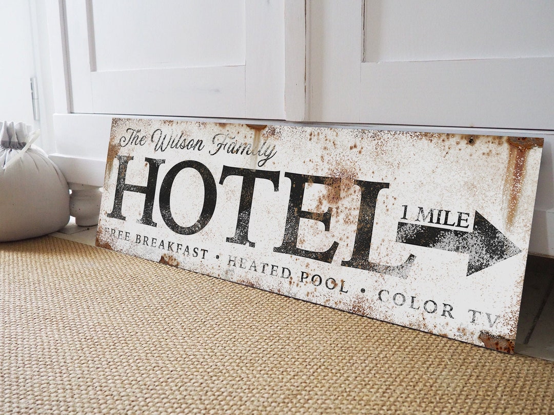 Personalized Hotel Sign: Rustic Farmhouse Wall Art - Etsy