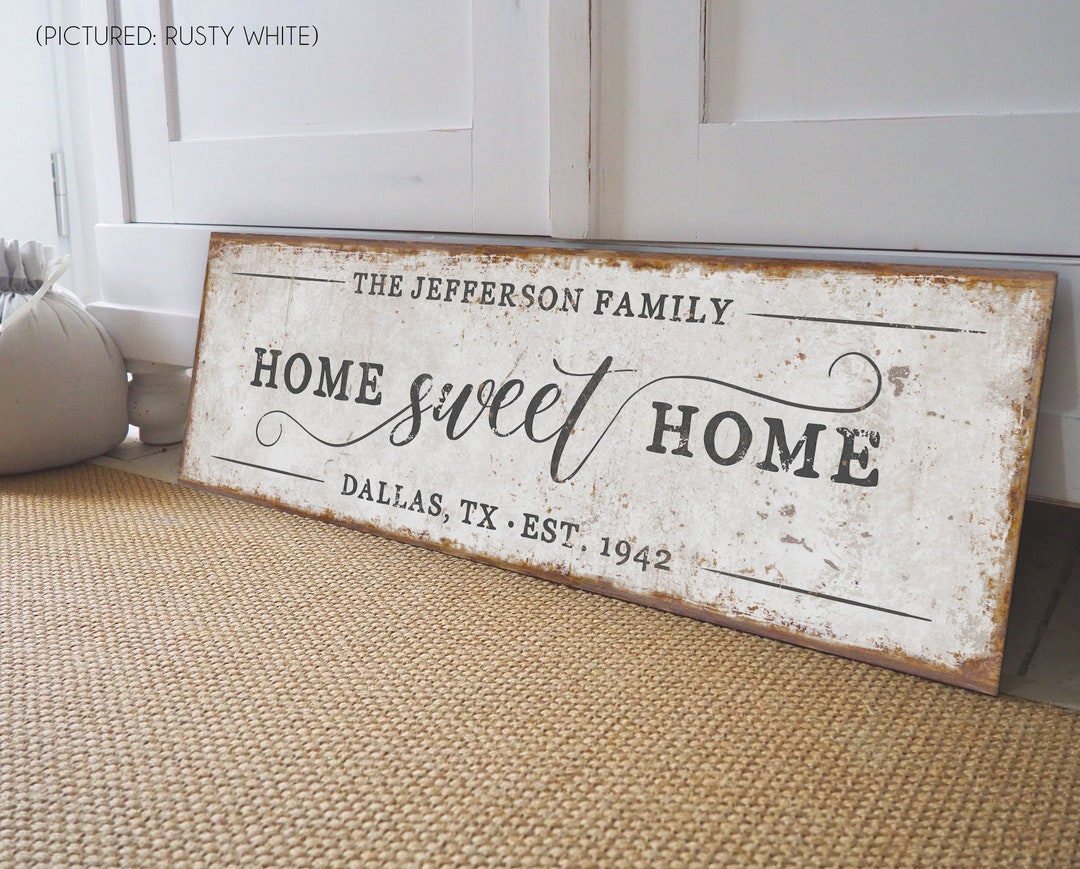 Custom Home Sweet Home Sign: Rustic Farmhouse Family Name Decor - Etsy