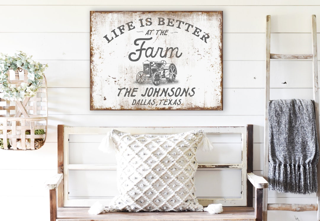 Rustic Farmhouse Sign: Personalized Tractor Family Name Wall Art - Etsy