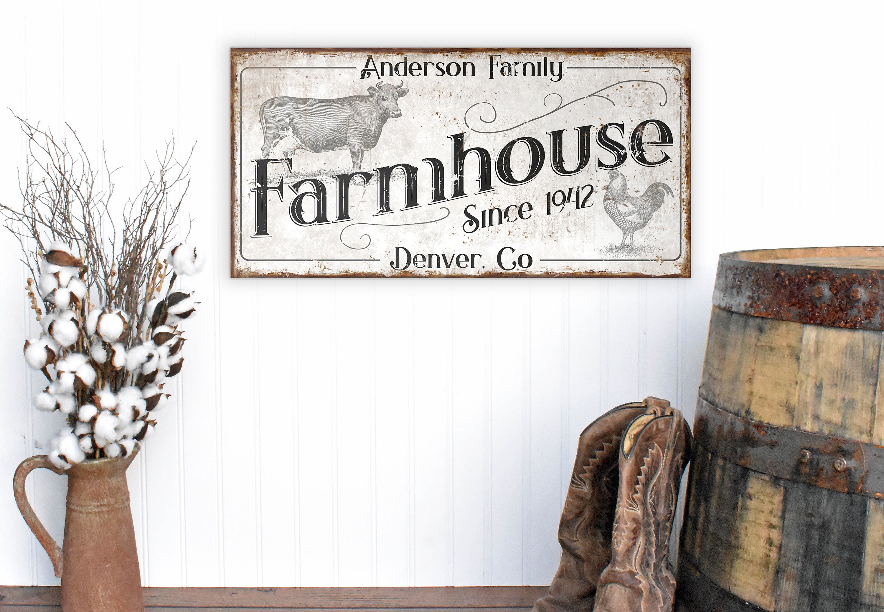 Custom Farmhouse Sign: Personalized Homestead, Barn, or Cabin Art - Etsy
