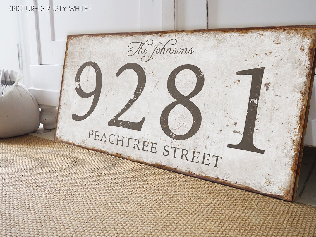 Rustic Metal Address Sign: Farmhouse Family Name, House Number - Etsy
