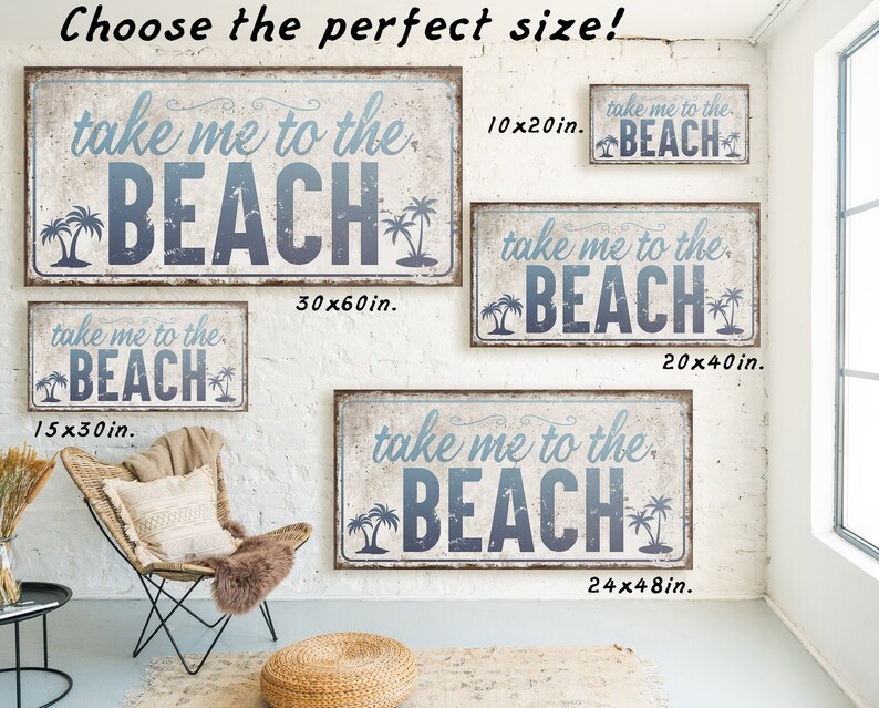 Rustic Beach Wall Decor Take Me to the Beach Sign Airbnb Wall - Etsy