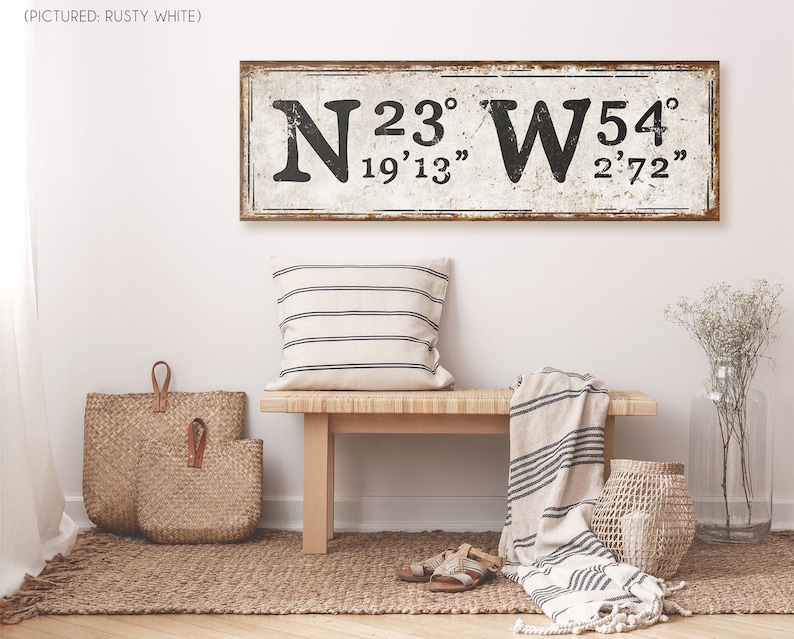 Custom GPS Coordinates Sign: Nautical Coastal Wall Decor - Etsy