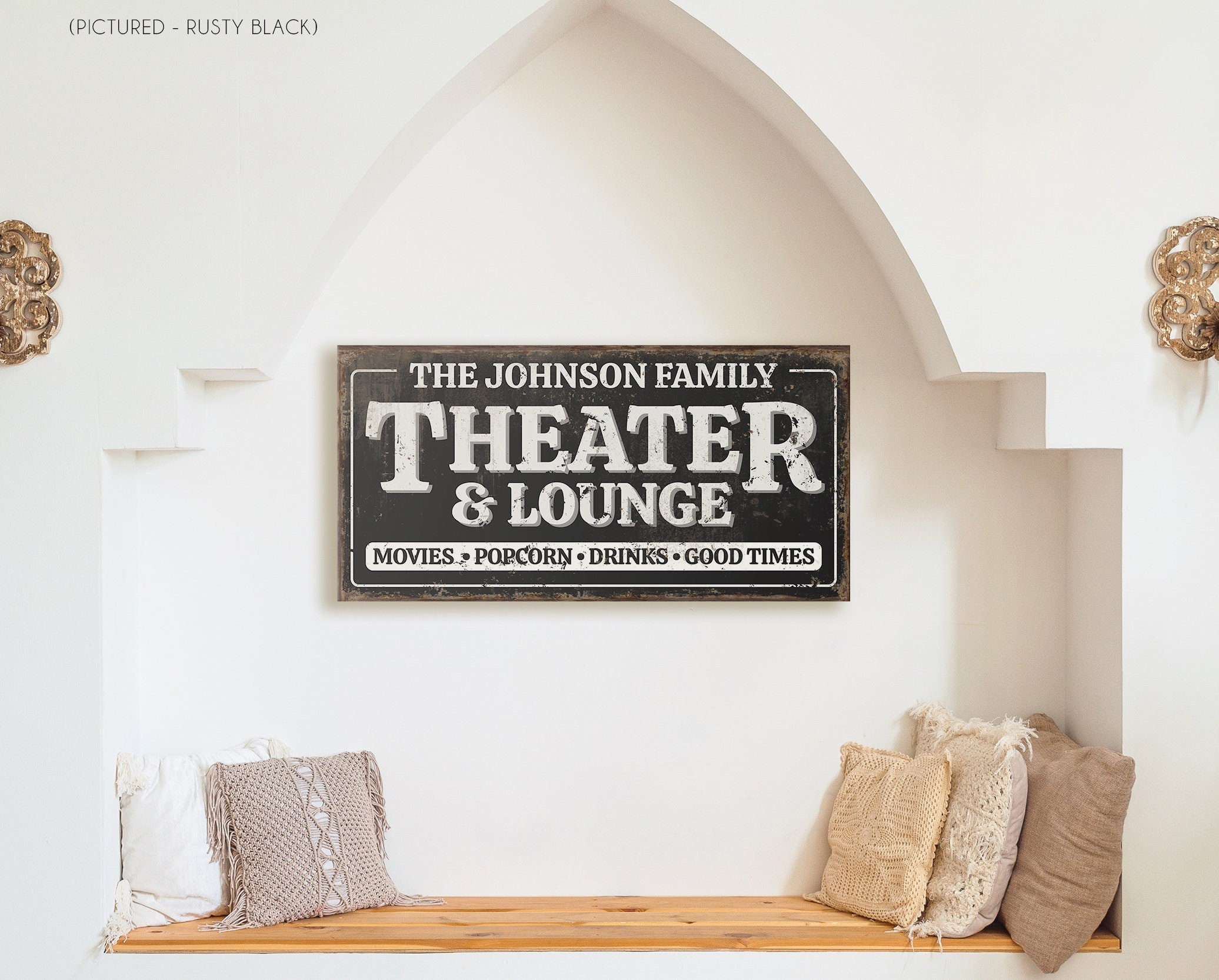 Custom Movie Room Sign Personalized Family Name Basement Wall - Etsy