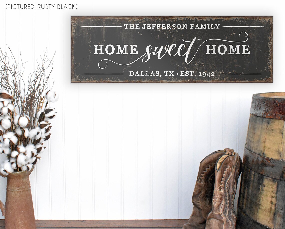 Custom Home Sweet Home Sign: Rustic Farmhouse Family Name Decor - Etsy