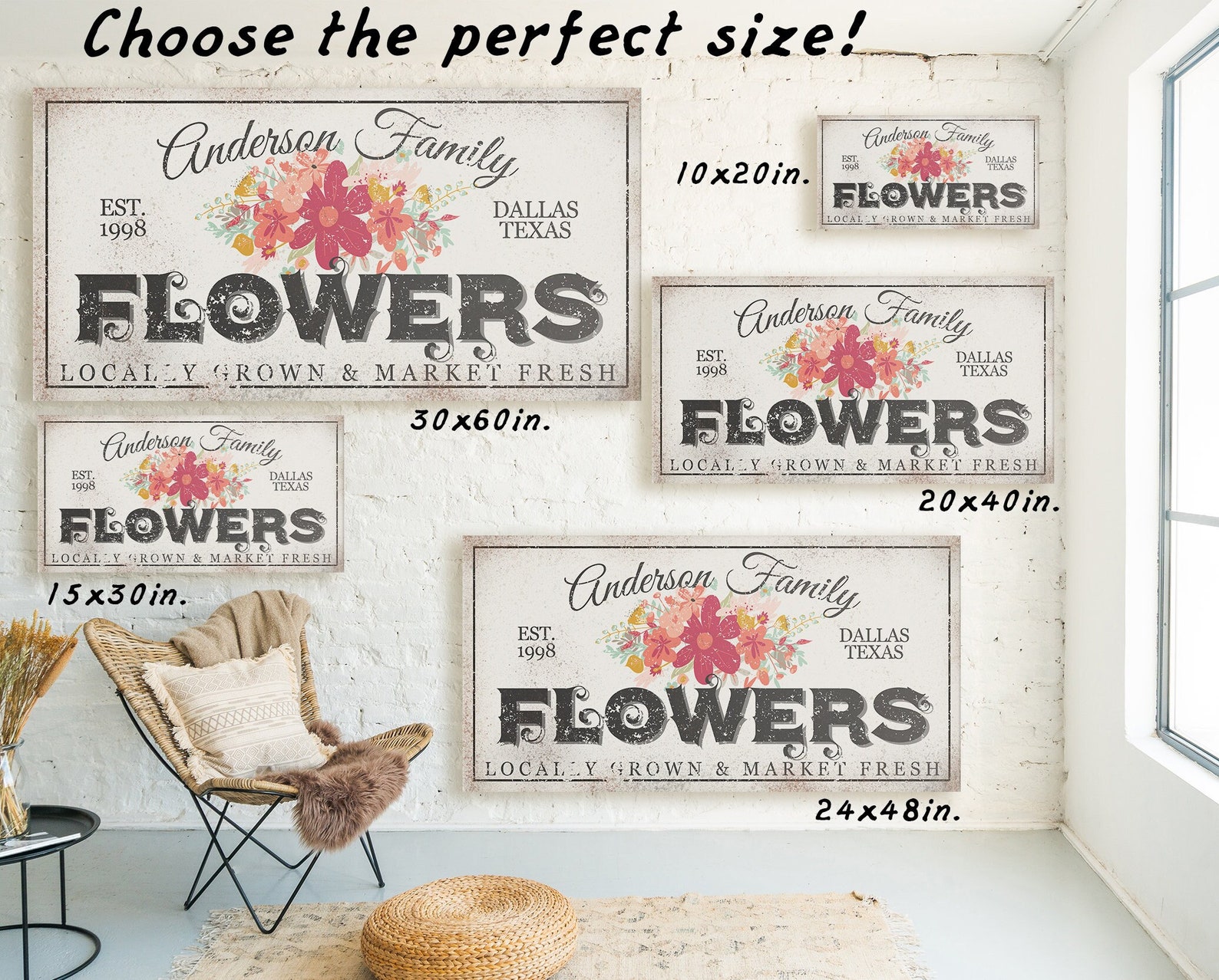Custom Fresh Flower Market Sign Personalize Flower Farm Signs - Etsy