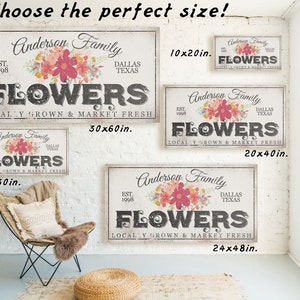 Custom Fresh Flower Market Sign Personalize Flower Farm Signs Vintage ...