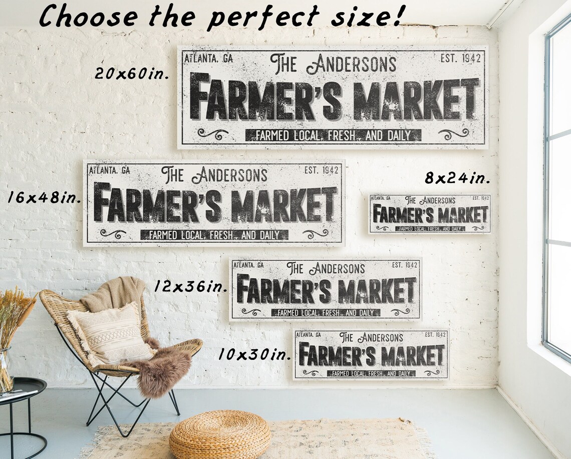 Custom Farmers Market Sign Farmhouse Wall Decor Housewarming - Etsy