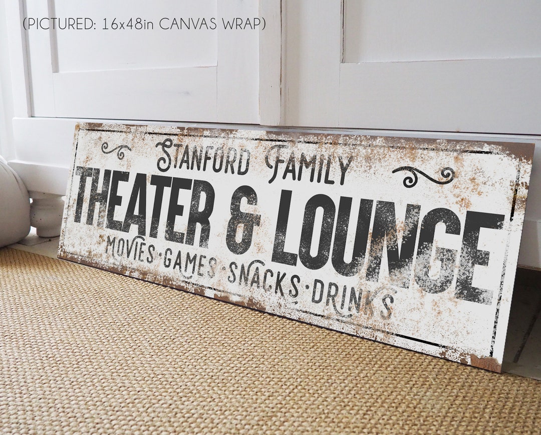 Custom Vintage Theater and Lounge Sign for Movie Room Antique Basement ...