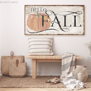 Large Hello Fall Sign Big Rustic Fall Porch Sign Farmhouse Autumn Decor ...