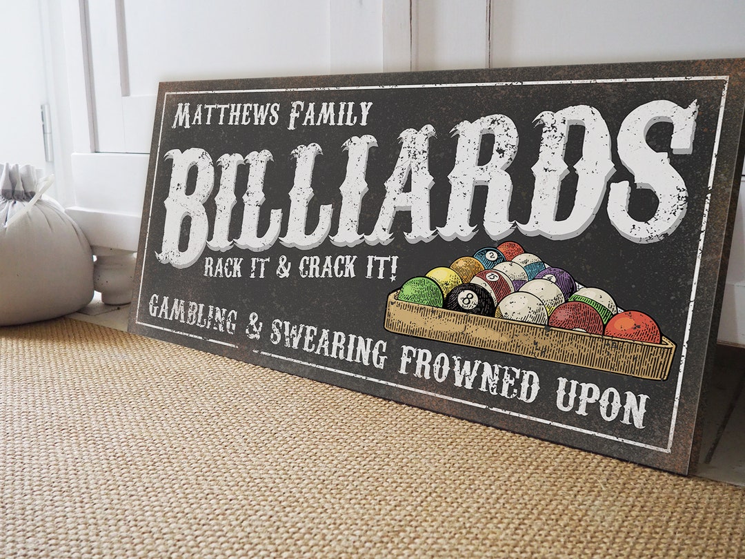 Custom Billiards Sign Personalized Basement Decor for Man Cave Gifts ...