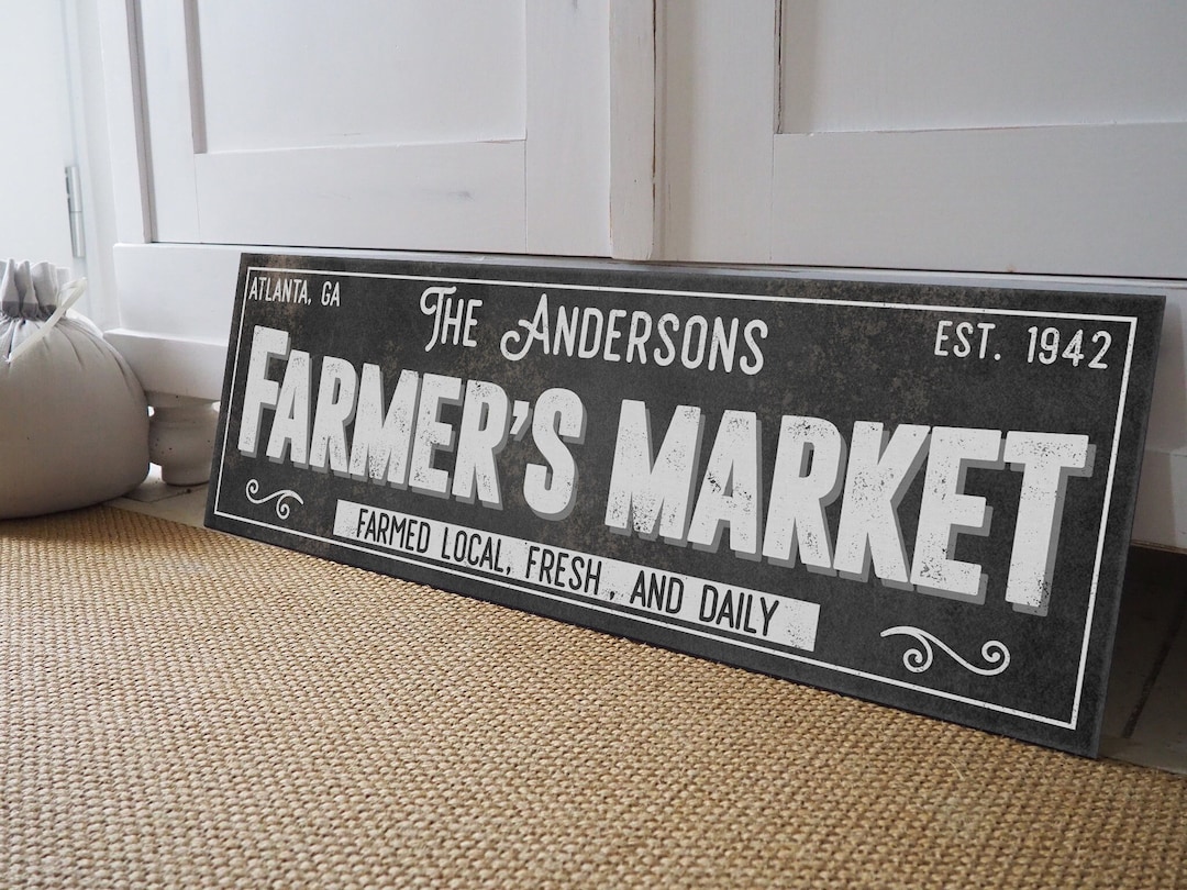 Vintage Farmers Market Sign for Kitchen or Pantry Door Decor ...