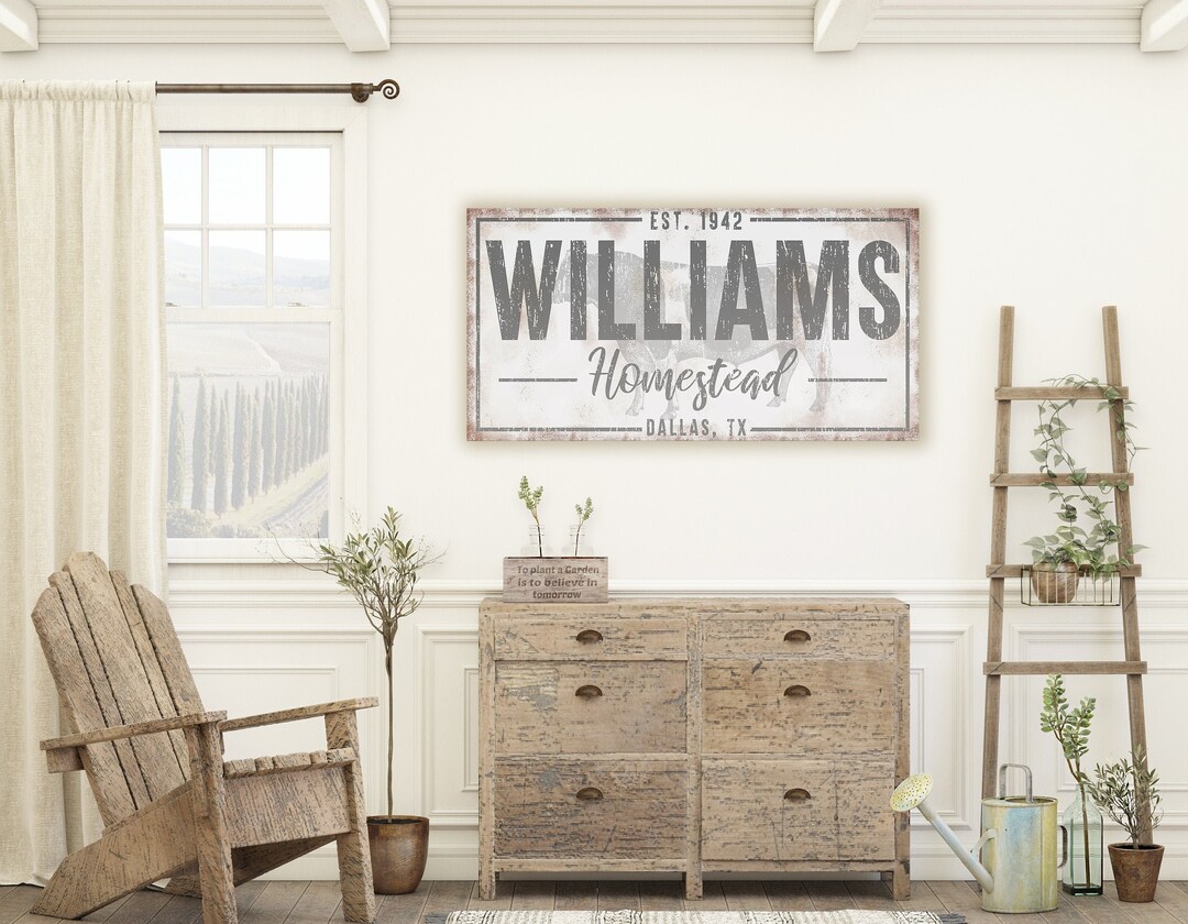 CUSTOM MODERN FARMHOUSE Sign, Family Last Name Homestead Sign, Rustic ...