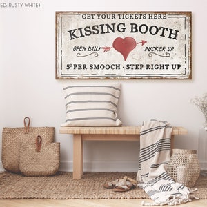 Kissing Booth Sign Farmhouse Valentines Day Decor Vintage Valentine ...