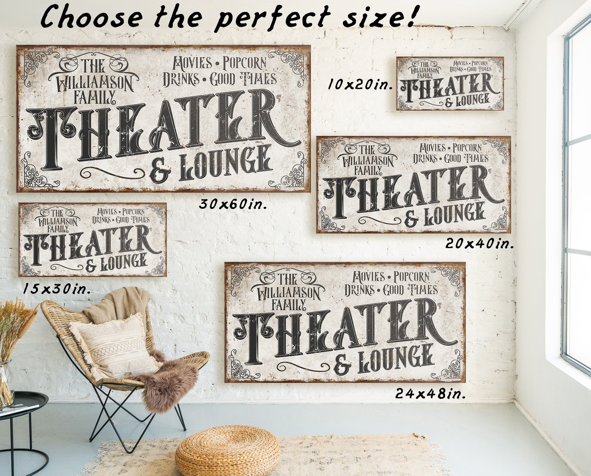 Custom Theater and Lounge Sign for Basement Tv Room Decor - Etsy