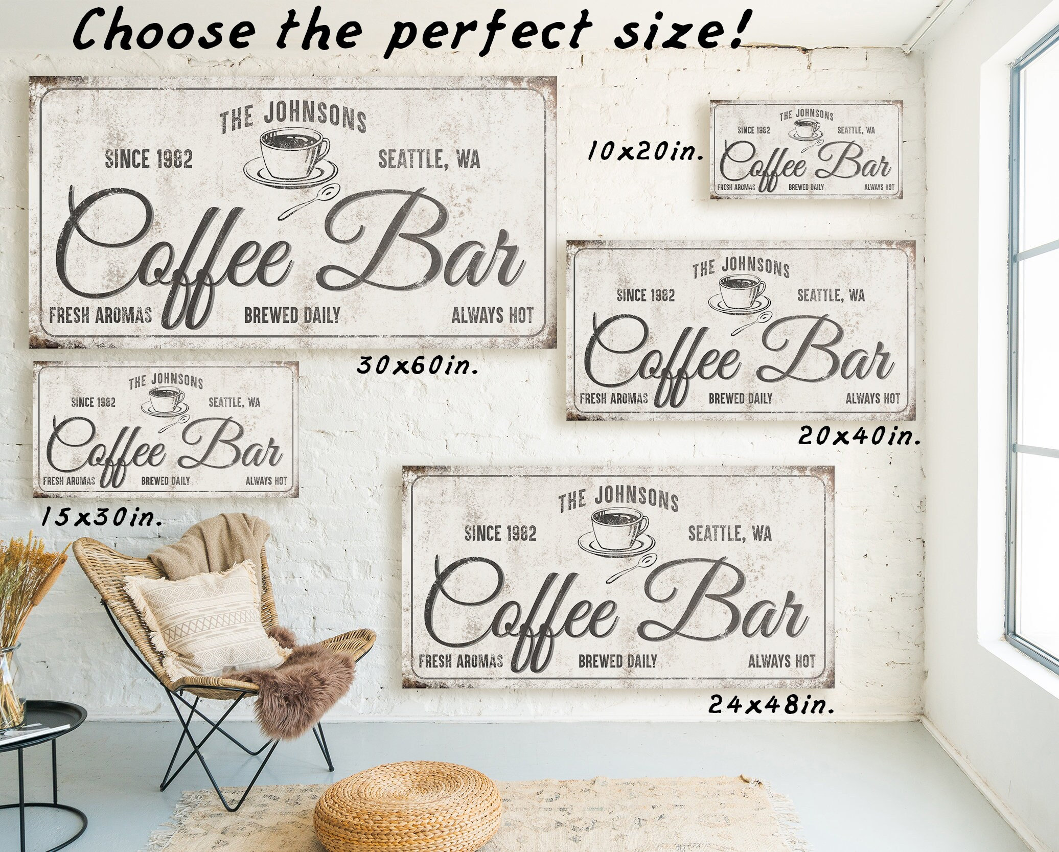 Personalized Coffee Bar Sign Custom Coffee Station Sign - Etsy