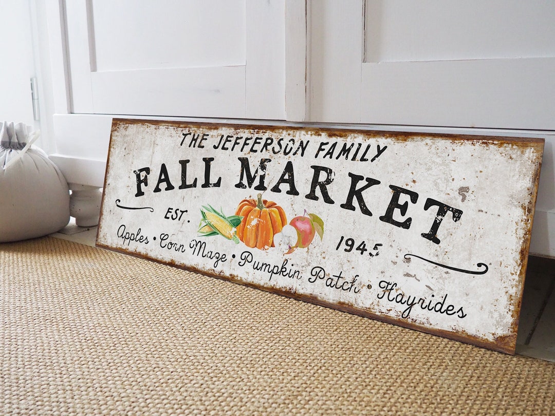 Modern Farmhouse Fall Decor for Outside Metal Fall Sign Wood Pumpkin ...