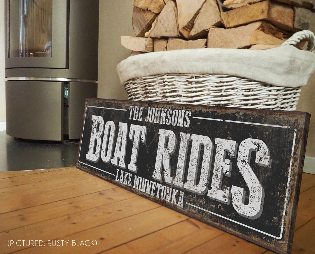 Personalized Boat Rides Sign Custom Lakehouse Signs Outdoor Boat Dock ...