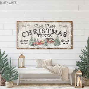 Farm Fresh Christmas Trees Sign Farmhouse Christmas Decor Red Truck ...