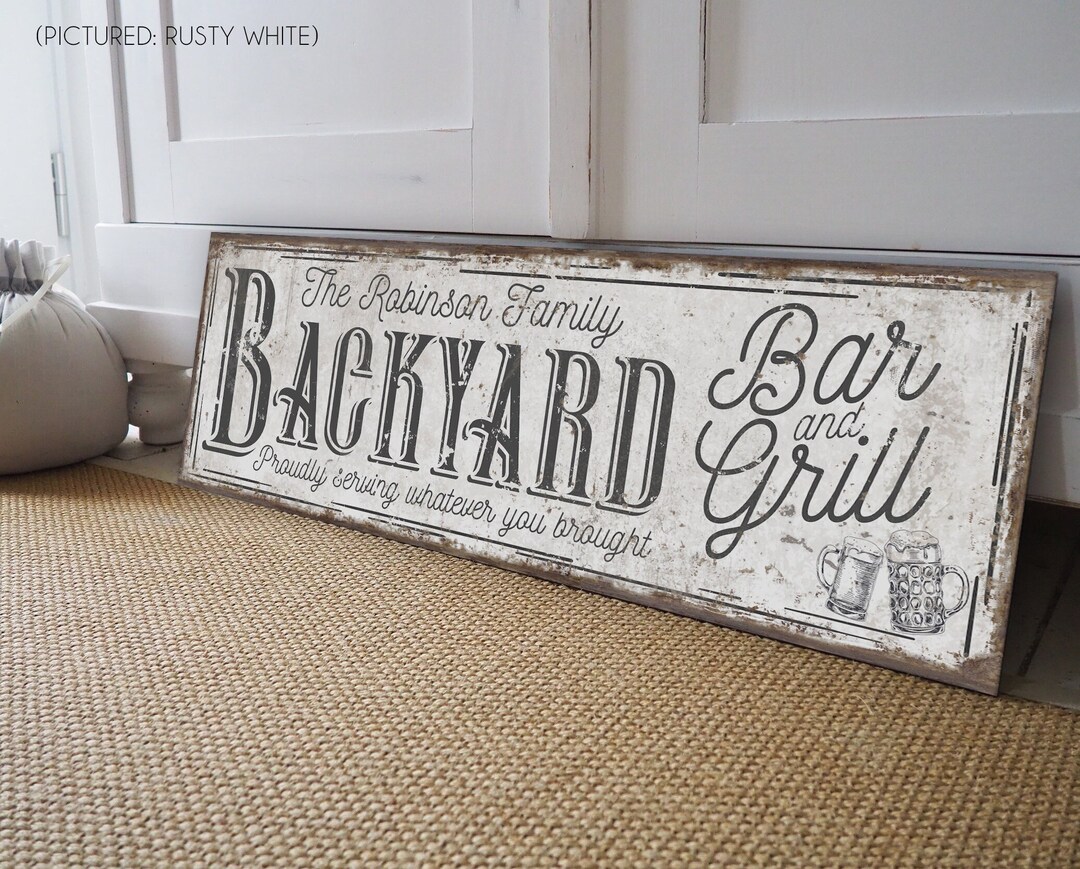 Personalized Backyard Bar and Grill Sign for Back Deck Grilling Area ...