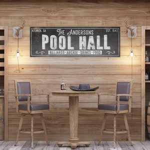Billiards Lounge Sign, Pool Hall Sign, Basement Man Cave Decor ...