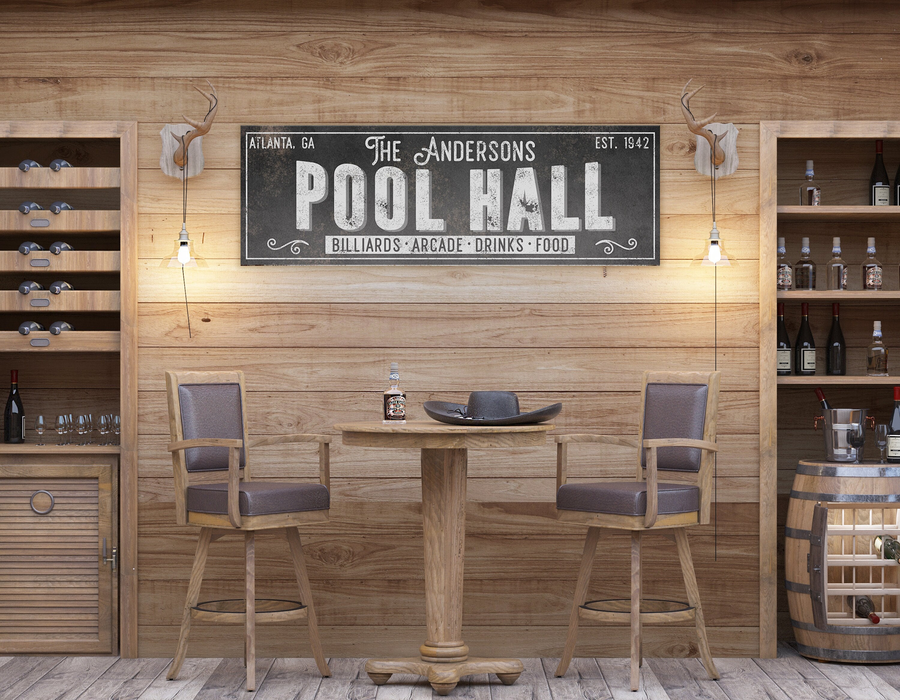 Personalized Pool Table Sign for Man Cave Decor for Basement - Etsy