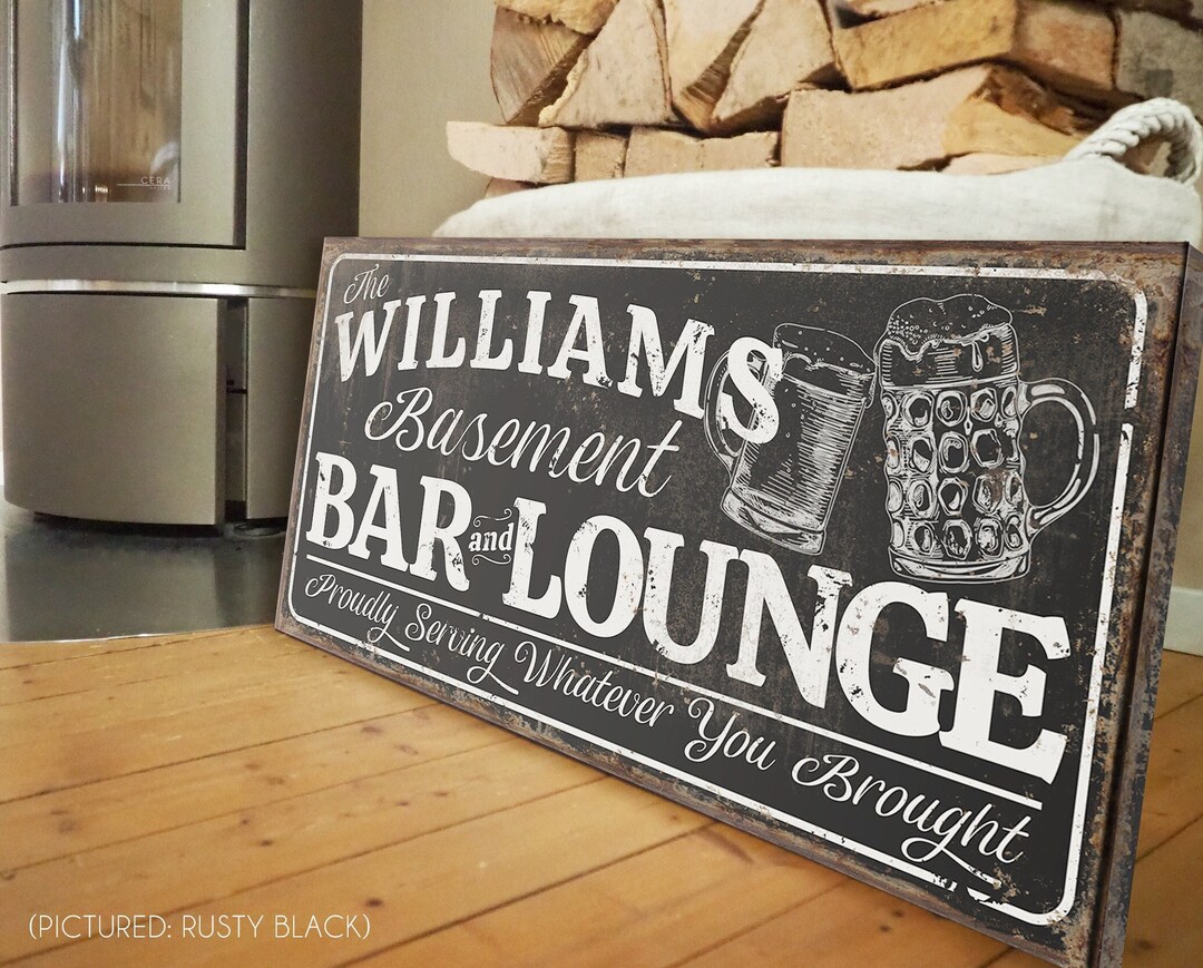 Personalized Basement Bar and Lounge Sign Custom Man Cave Decor Gift ...