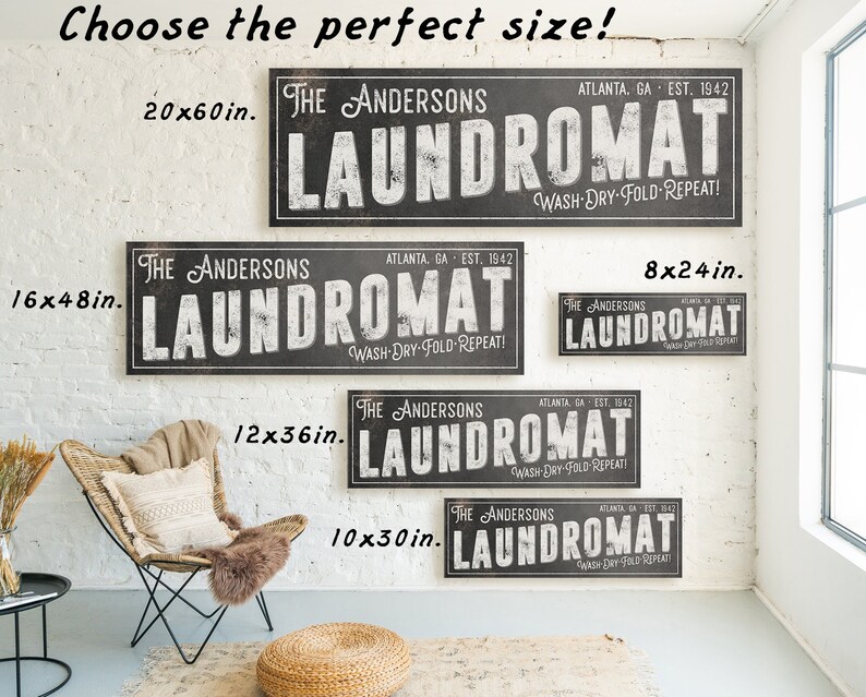 Large Custom Laundry Room Sign Vintage Black Laundry Sign Personalized ...
