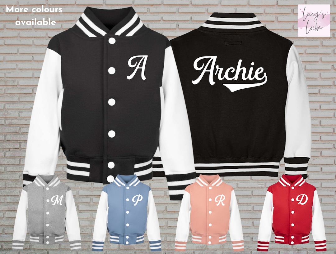 Personalised Kids Varsity Jacket | Initial | Name | College Baseball ...