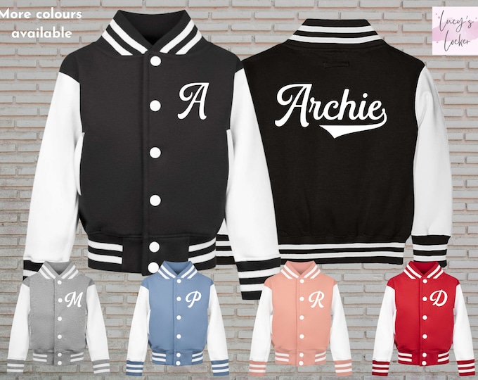 Personalised Kids Varsity Jacket | Initial | Name | College Baseball ...